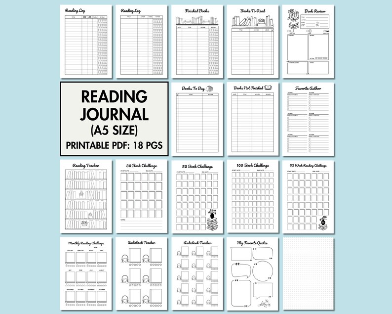 Reading Planner Bundle Printable Book Tracker Bundle PDF Reading ...
