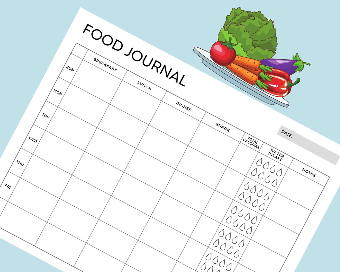 Weekly Food Journal Printable Meal Planner PDF Weekly Weight Loss ...