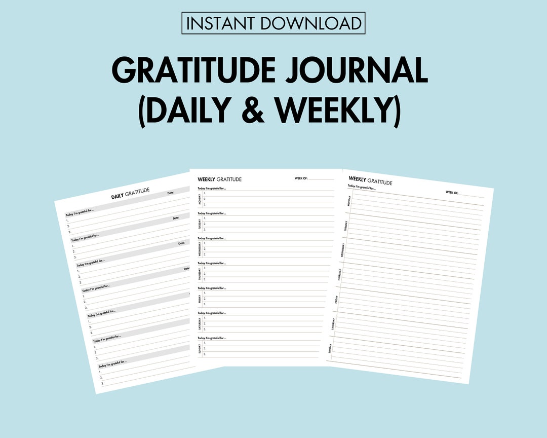 Gratitude Journal Printable Daily Weekly Gratitude Journal PDF, Daily ...