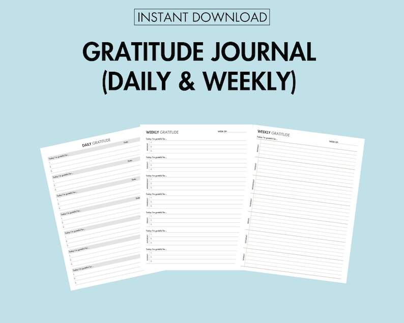 Gratitude Journal Printable Daily Weekly Gratitude Journal PDF, Daily ...