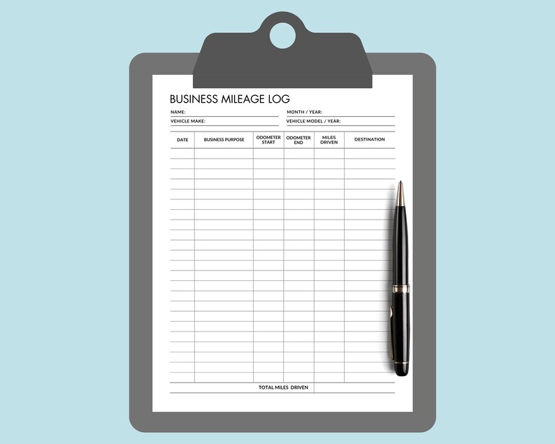 Business Mileage Log Book Printable Business Mileage Tracker Log ...