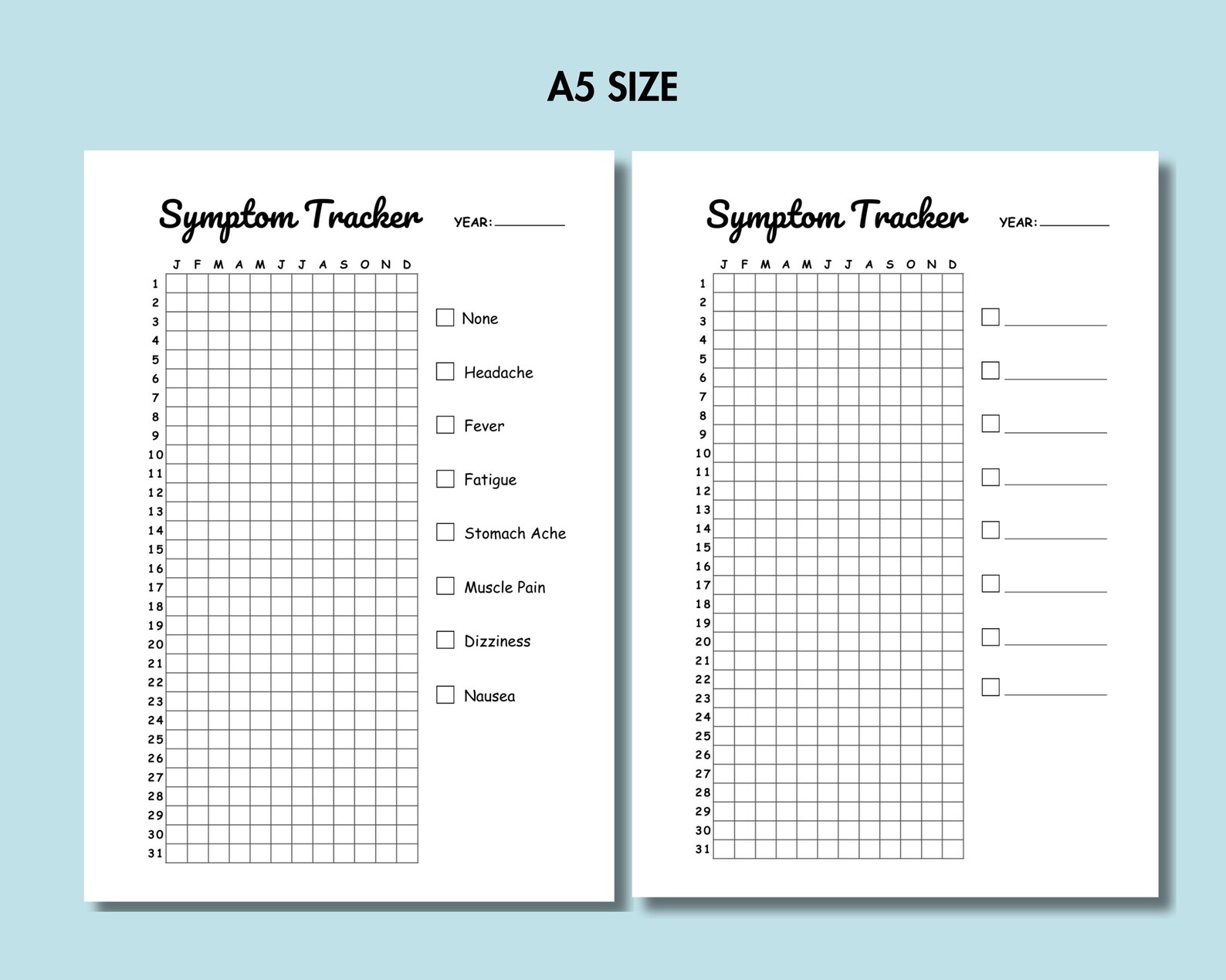 Symptom Tracker Printable Symptom Log PDF Health Tracker, Medical ...