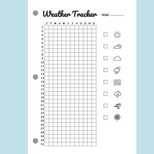 Weather Tracker Printable Daily Yearly Pixel Weather Monitoring Chart ...