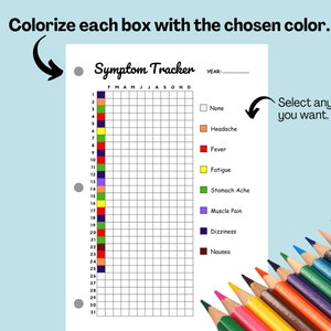 Symptom Tracker Printable Symptom Log PDF Health Tracker, Medical ...