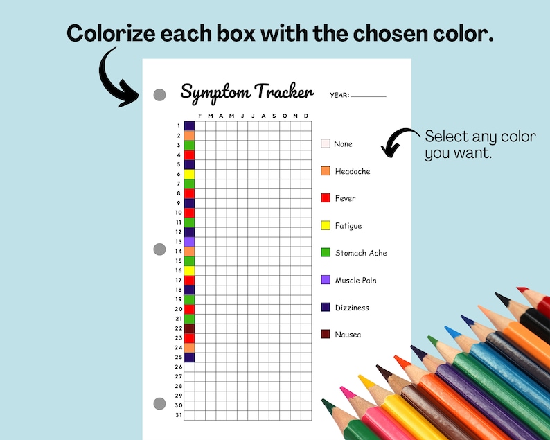Symptom Tracker Printable Symptom Log PDF Health Tracker, Medical ...