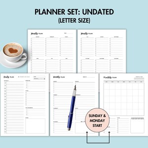 Undated Planner Bundle Printable Daily Weekly Monthly & Yearly Planner ...