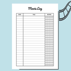 Watched Movie Tracker Printable Movie Review Logbook PDF Watched Movie ...