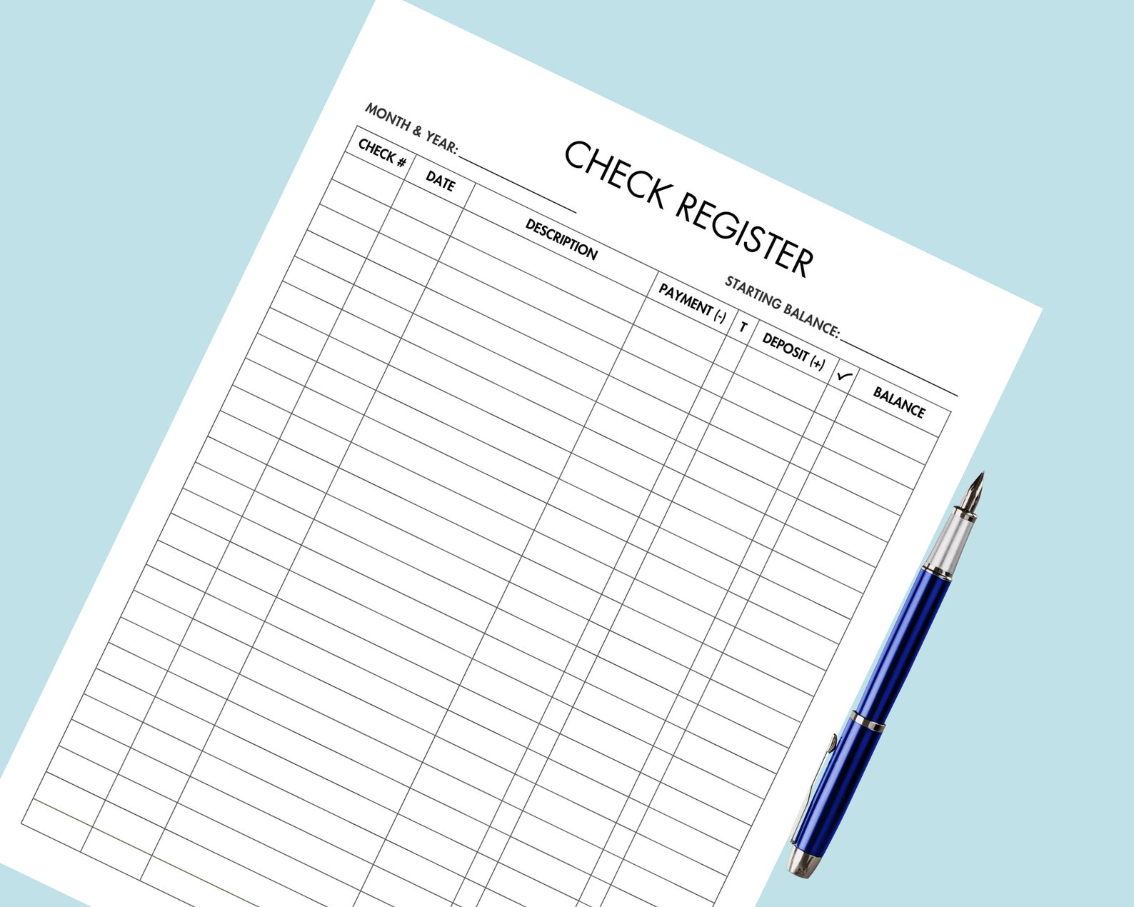 Check Register Printable for Personal Checking Account and Small ...