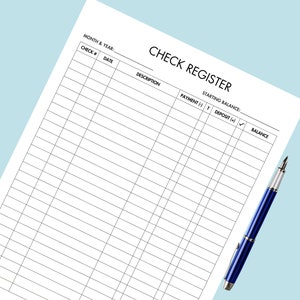 Check Register Printable for Personal Checking Account and Small ...