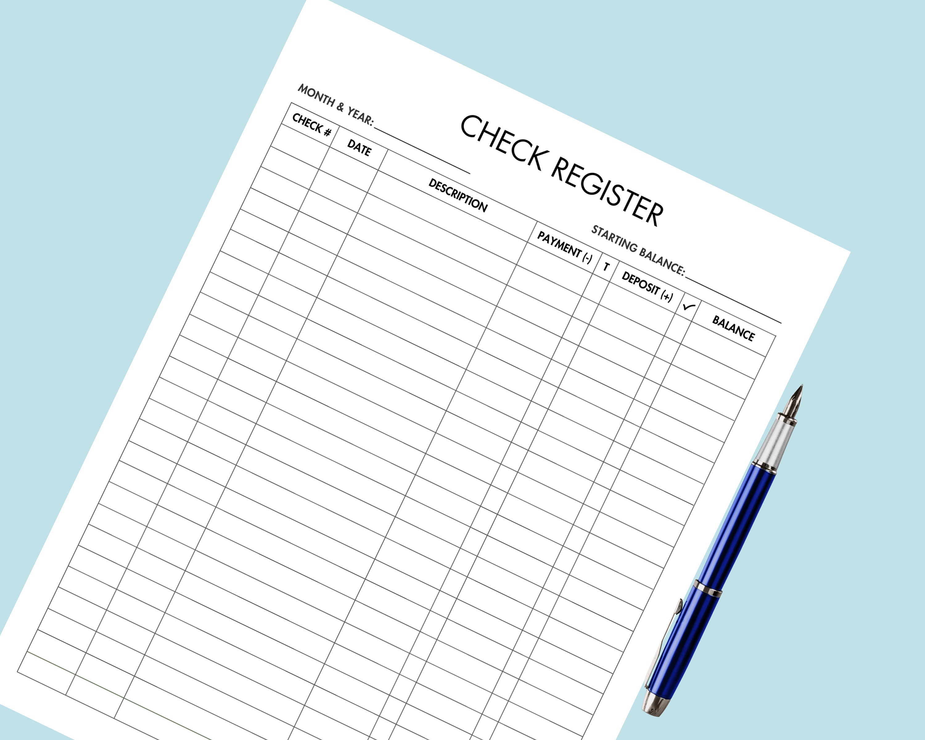 Check Register Printable for Personal Checking Account and Small ...