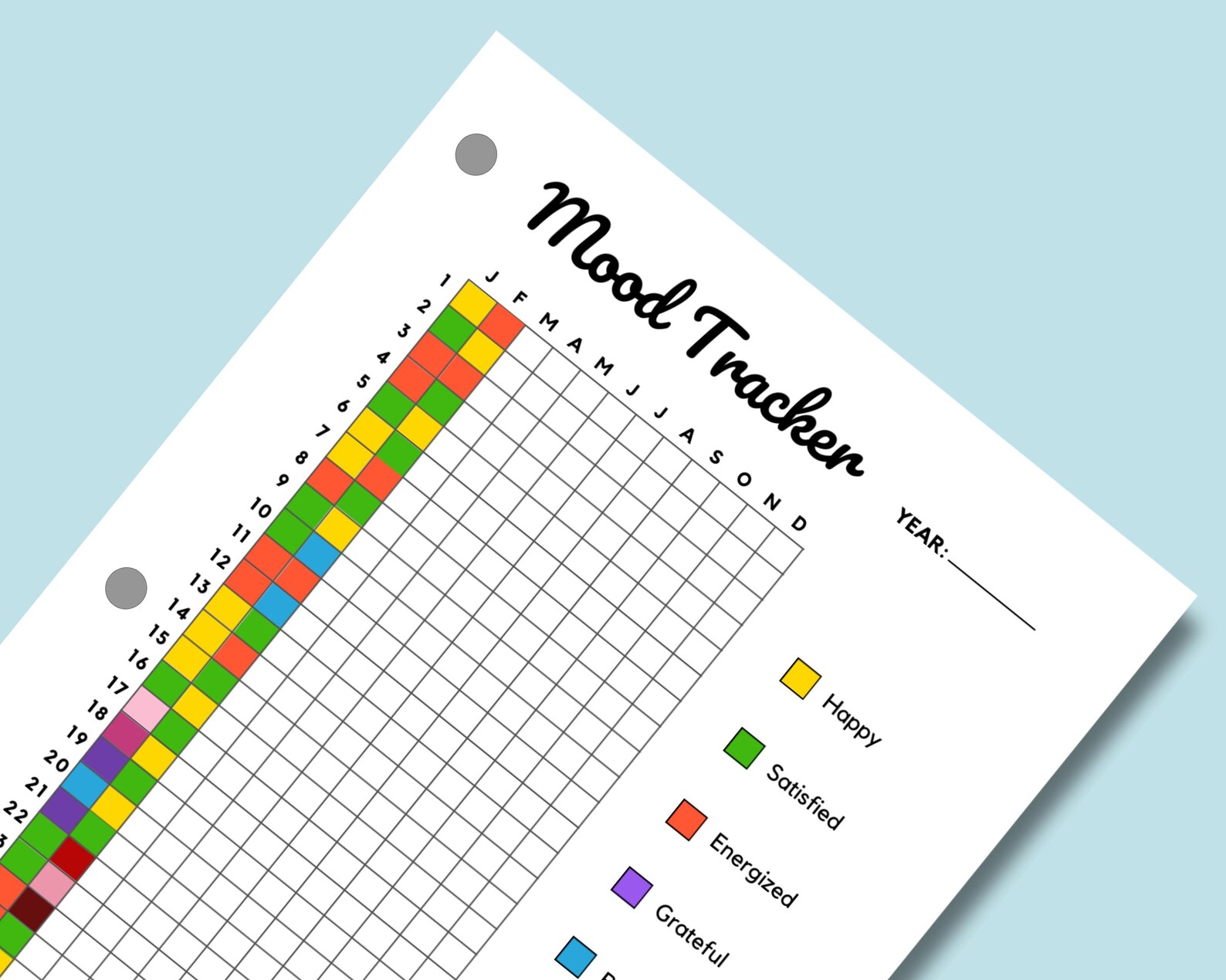 Daily Mood Tracker Printable Monthly Mood Planner Journal Page Daily ...