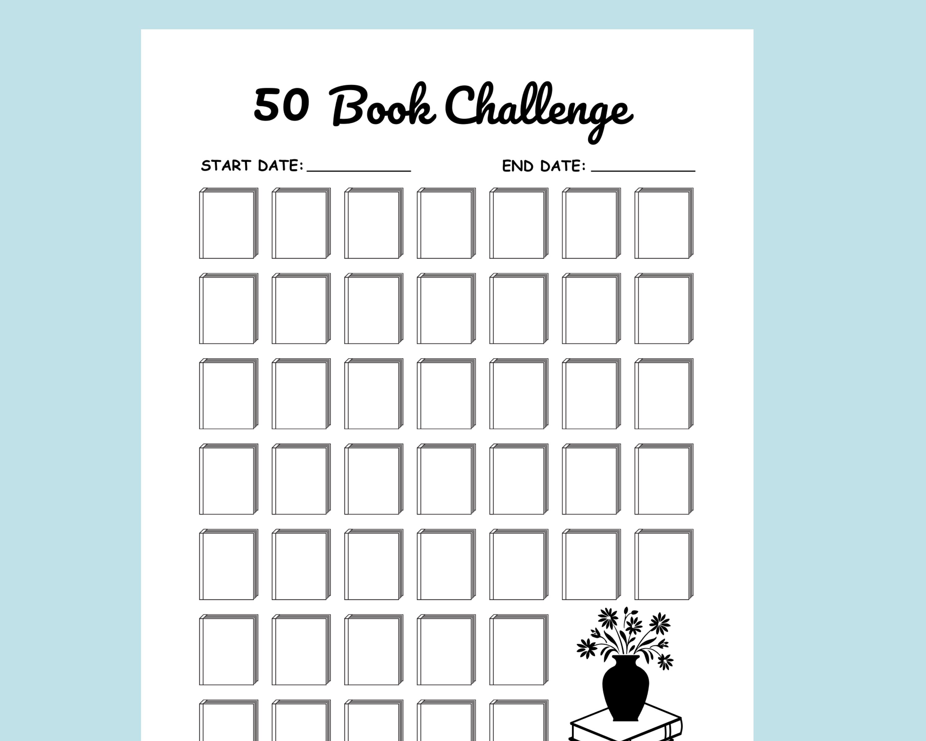 Book Reading Challenge Tracker Printable Reading Tracker PDF, 50 Book ...