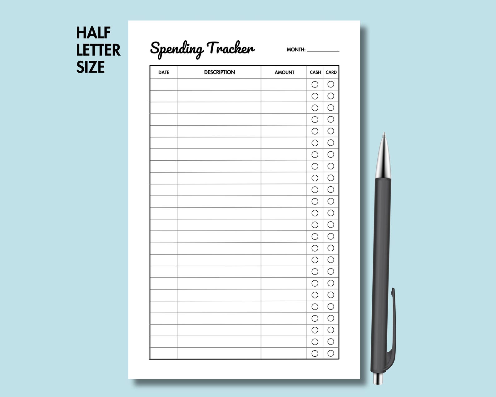 Spending Tracker Printable Minimalist Spending Log for Budgeting ...