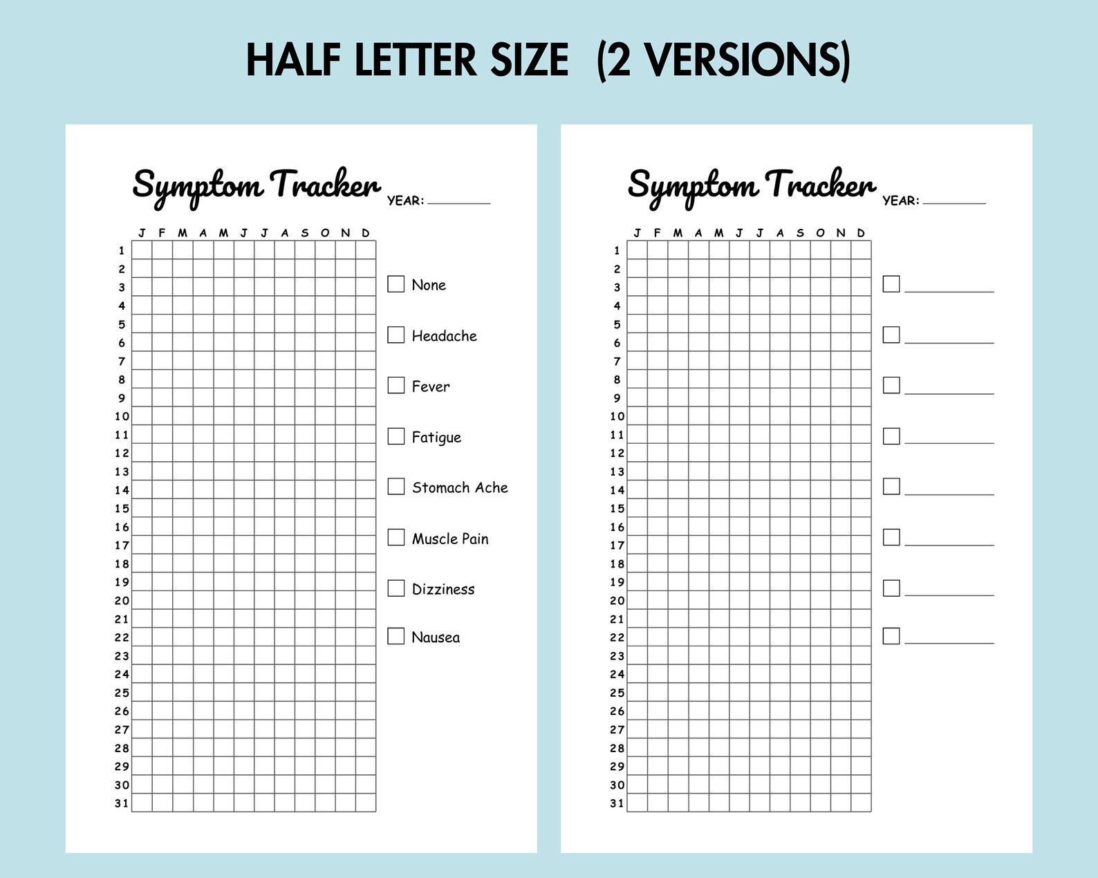 Symptom Tracker Printable Symptom Log PDF Health Tracker, Medical ...