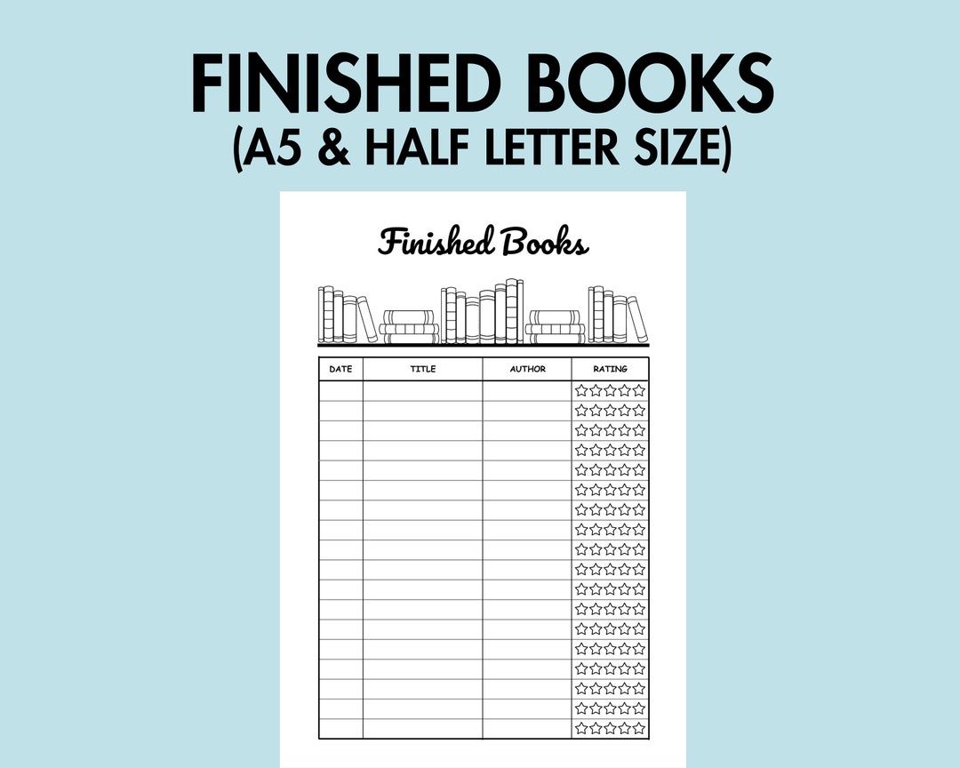 Book Tracker Printable Reading Tracker Finished Book Tracker PDF ...