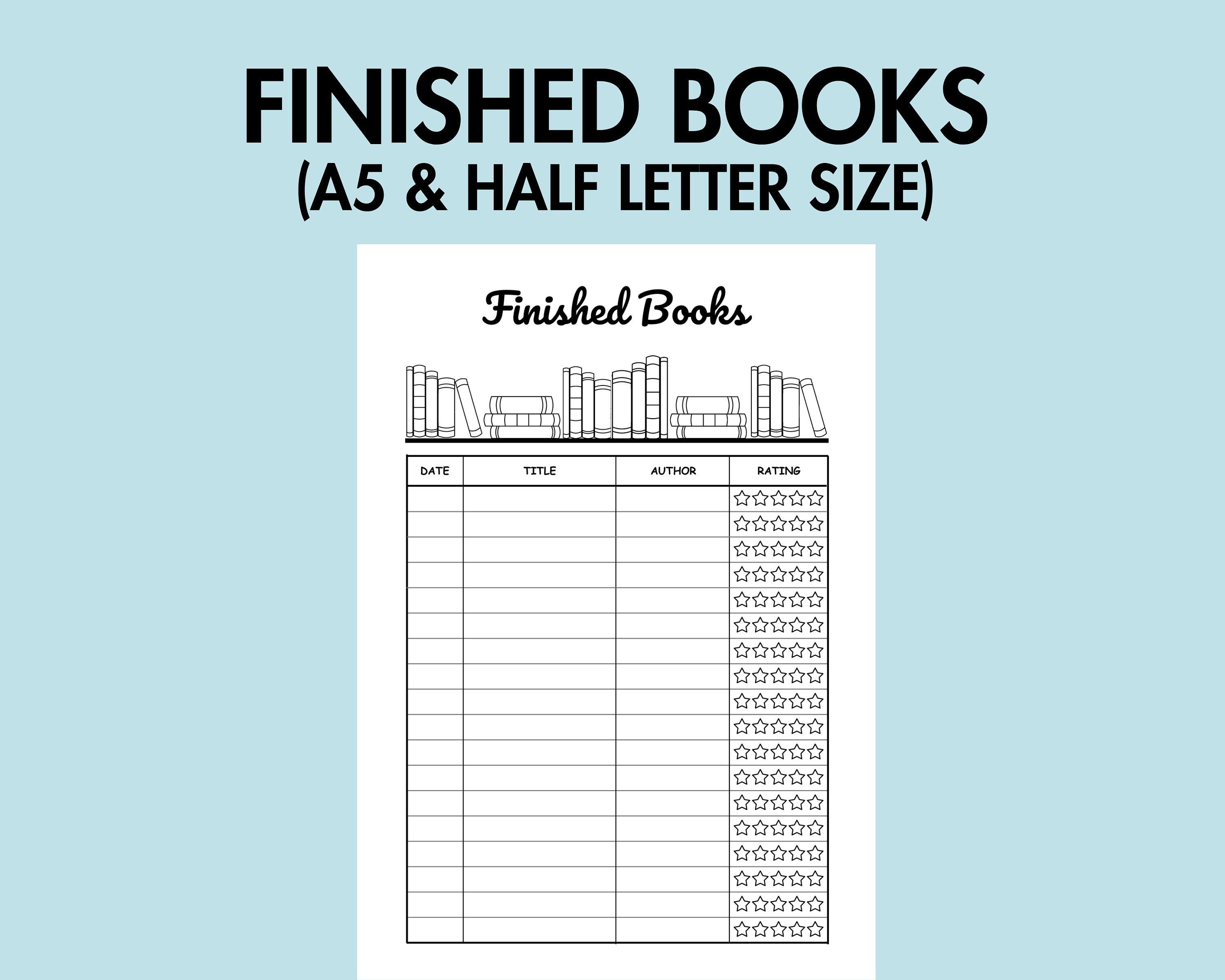 Book Tracker Printable Reading Tracker Finished Book Tracker PDF ...