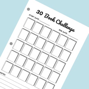 Reading Challenge Printable Book Tracker Reading Log, 30 Book Challenge ...