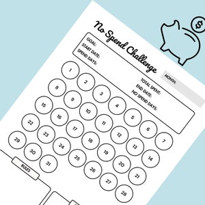 Monthly No Spend Challenge Planner Printable Money Saving Tracker PDF ...