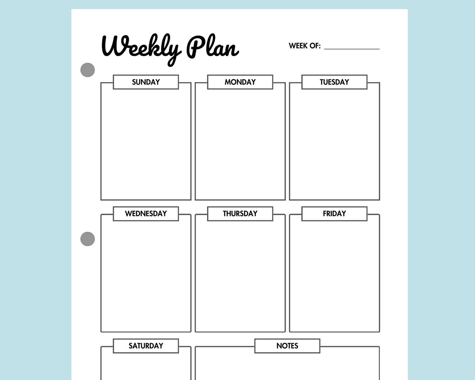 Weekly Planner Undated Printable Weekly Work Schedule PDF Weekly to Do ...