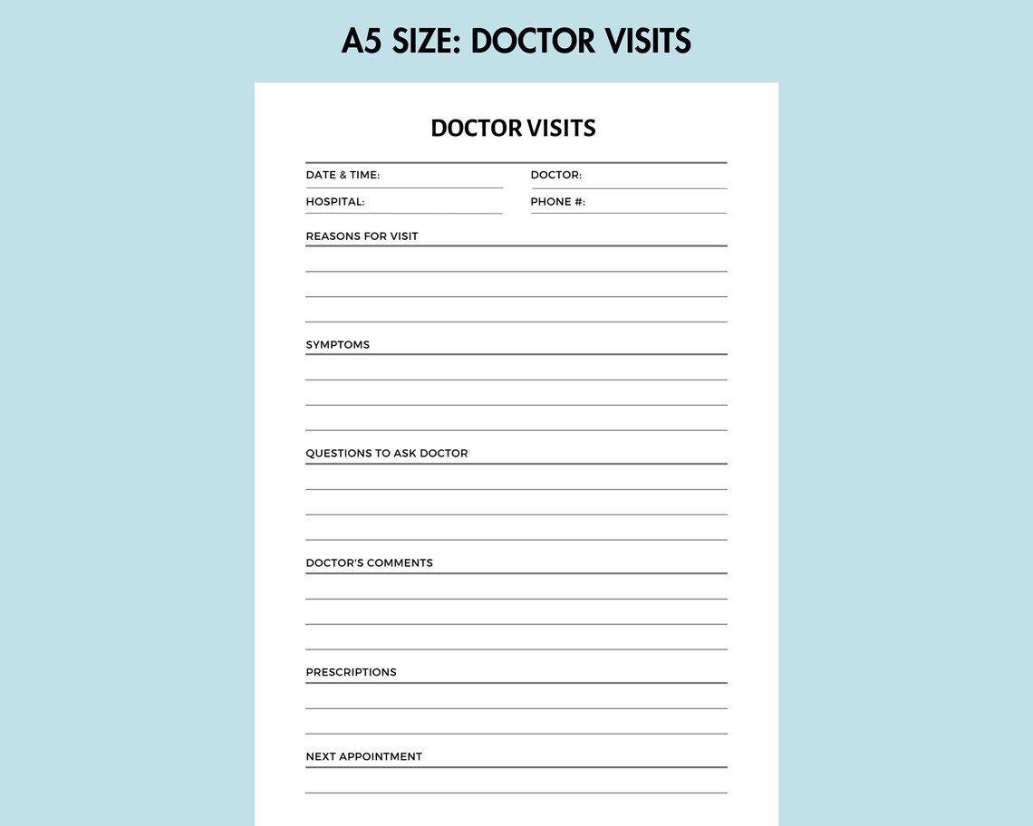 Doctor Visit Note Printable Doctor Appointment Planner Doctor Note Page ...