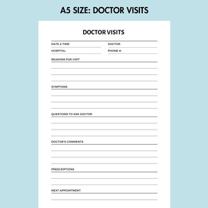 Doctor Visit Note Printable Doctor Appointment Planner Doctor Note Page ...