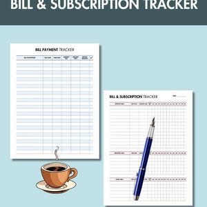 Bill Payment Tracker Printable Monthly Quarterly Yearly Bill and ...