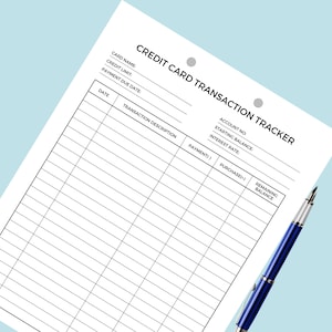Credit Card Payment Tracker Printable Credit Card Transaction Tracker ...