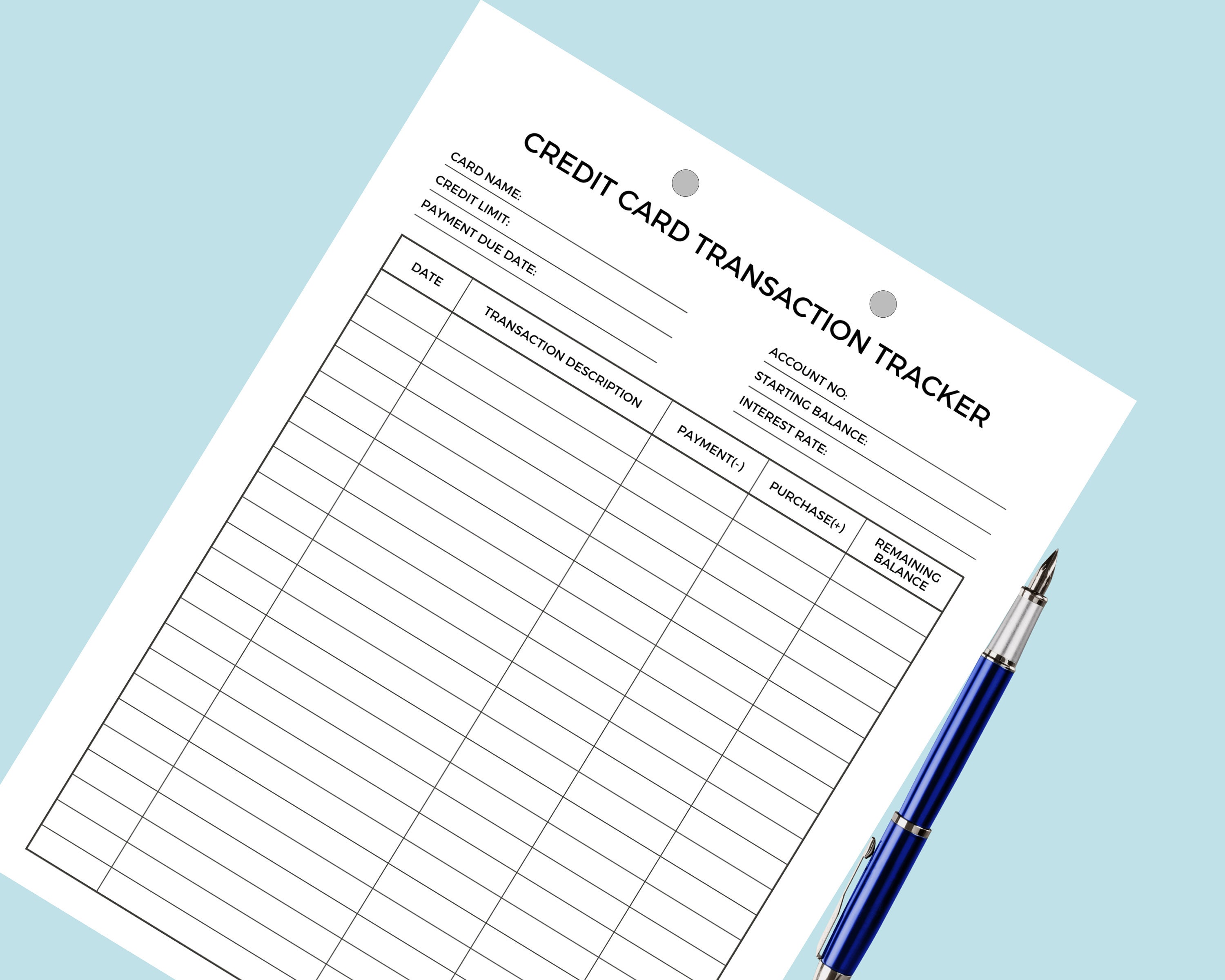 Credit Card Payment Tracker Printable Credit Card Transaction Tracker ...