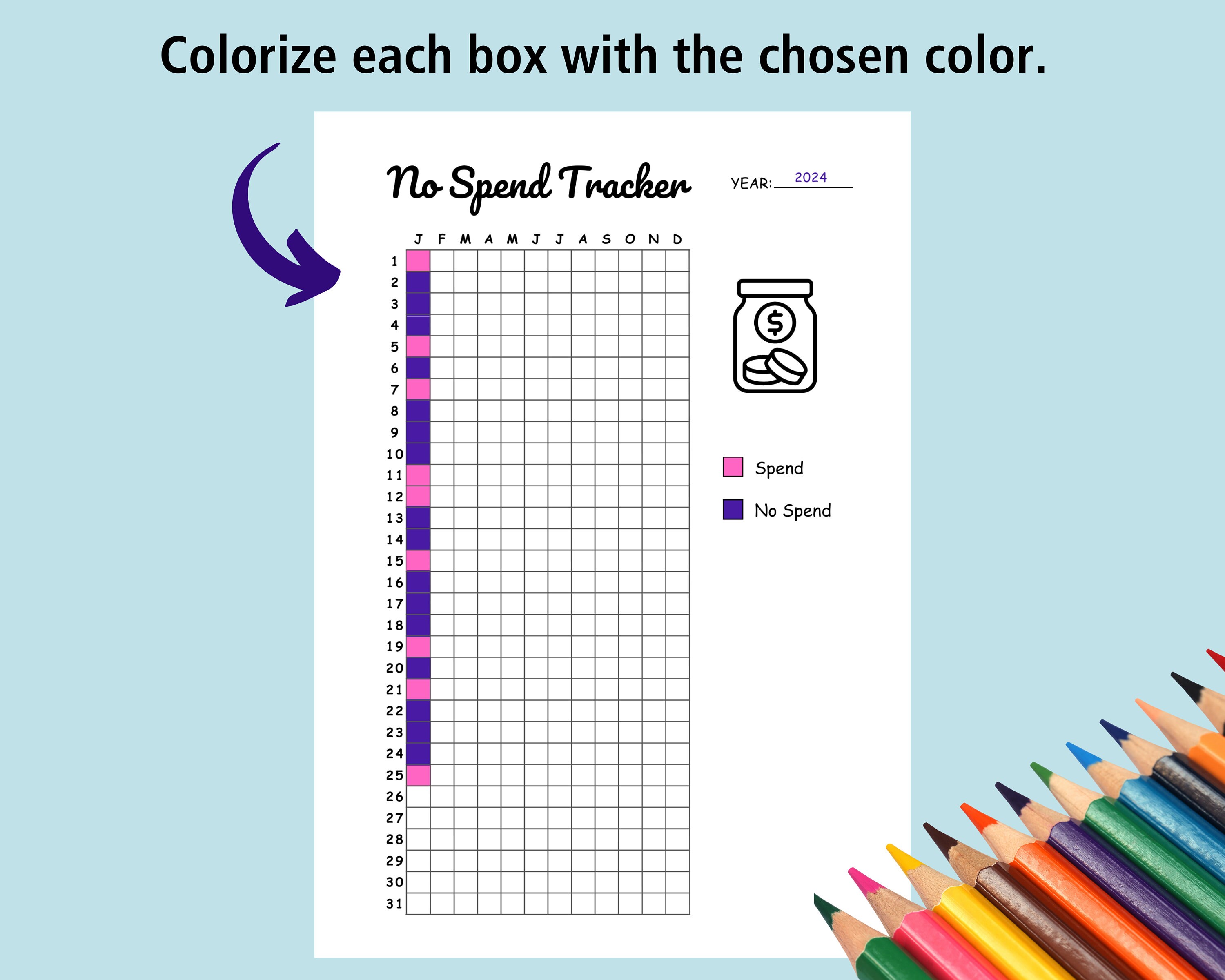 No Spend Tracker Printable No Spending Challenge PDF Money Saving ...