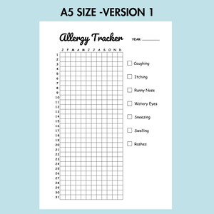 Allergy Tracker Printable Allergy Symptom Log PDF Symptom Tracker ...
