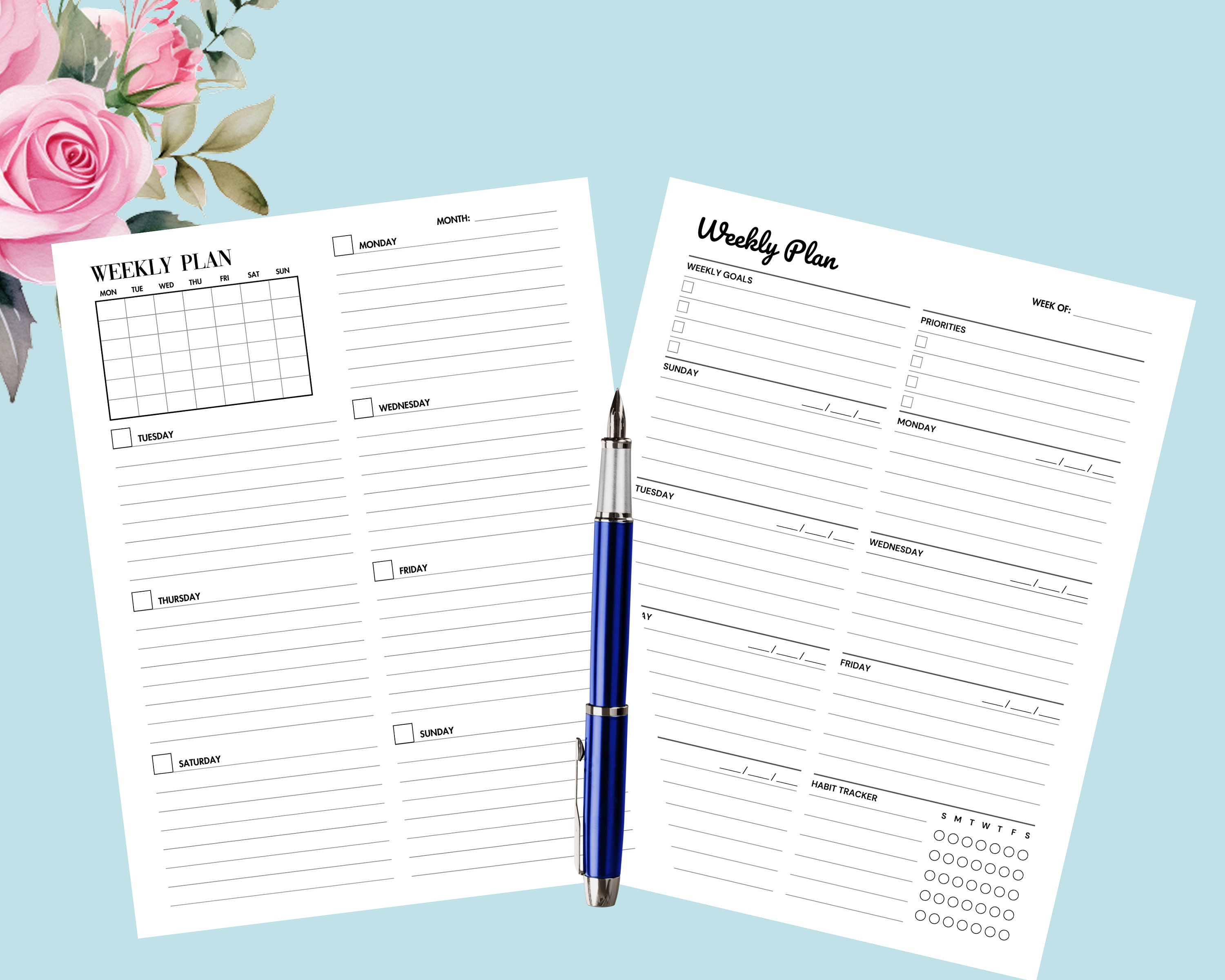 Weekly Planner Printable Weekly Organizer PDF Minimal Weekly Schedule ...