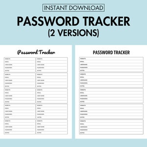 Password Tracker Printable Password Organizer PDF Password Planner ...