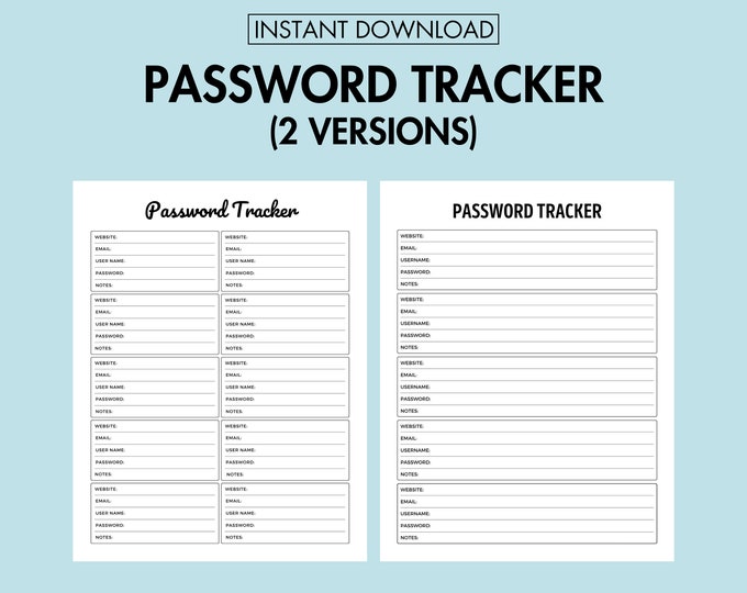 Password Tracker Printable Password Organizer PDF Password Planner ...