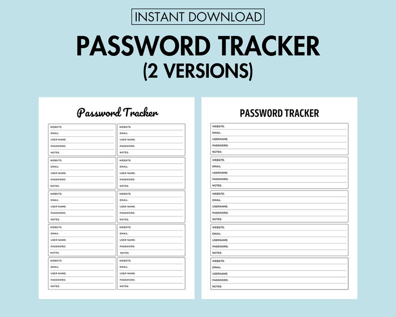 Password Tracker Printable Password Organizer PDF Password Planner ...