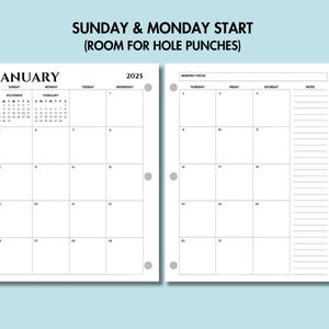 2025 Monthly Calendar Printable 2 Page Spread 2025 Monthly Planner With ...
