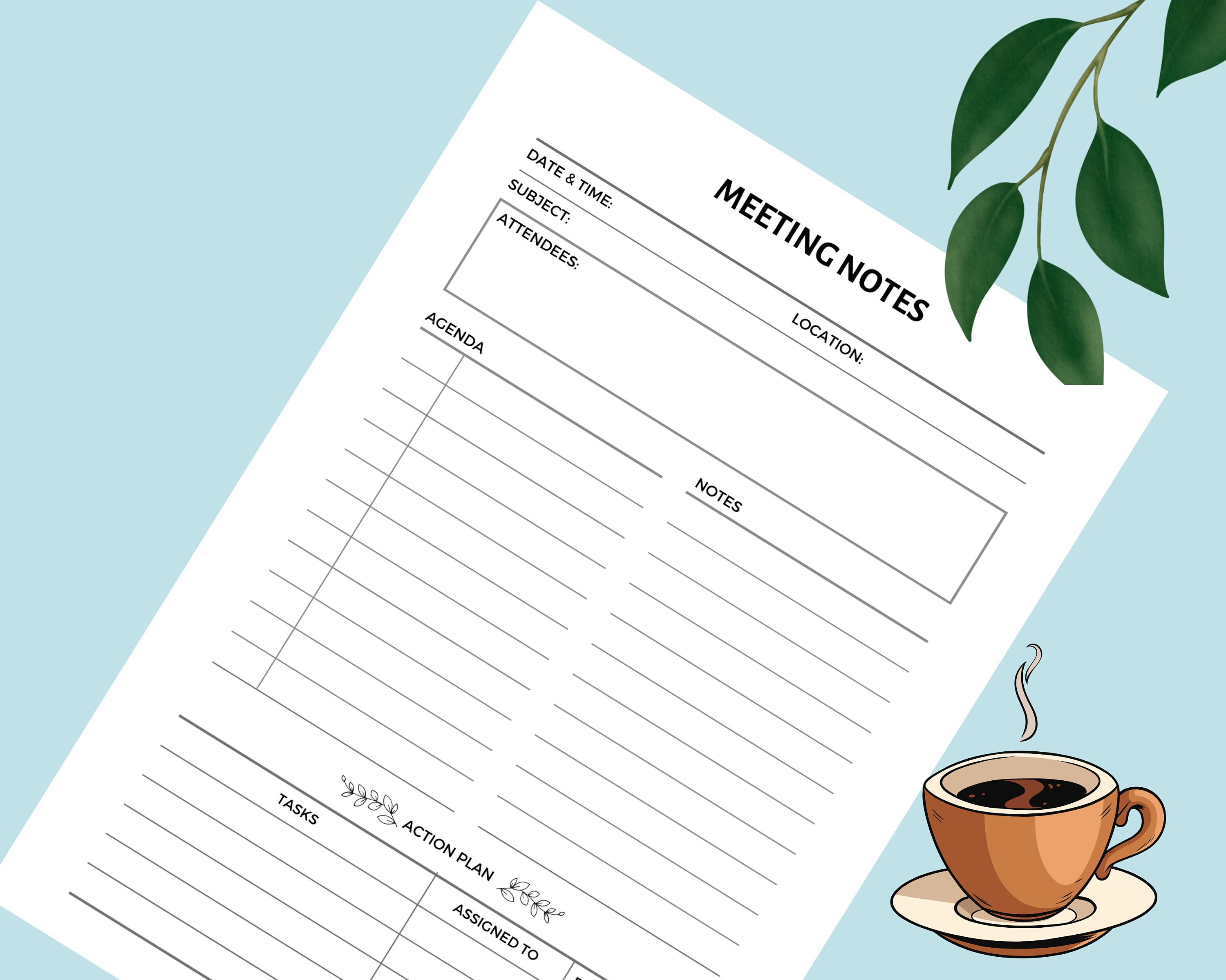 Meeting Note Printable Meeting Planner PDF Meeting Organizer, Meeting ...