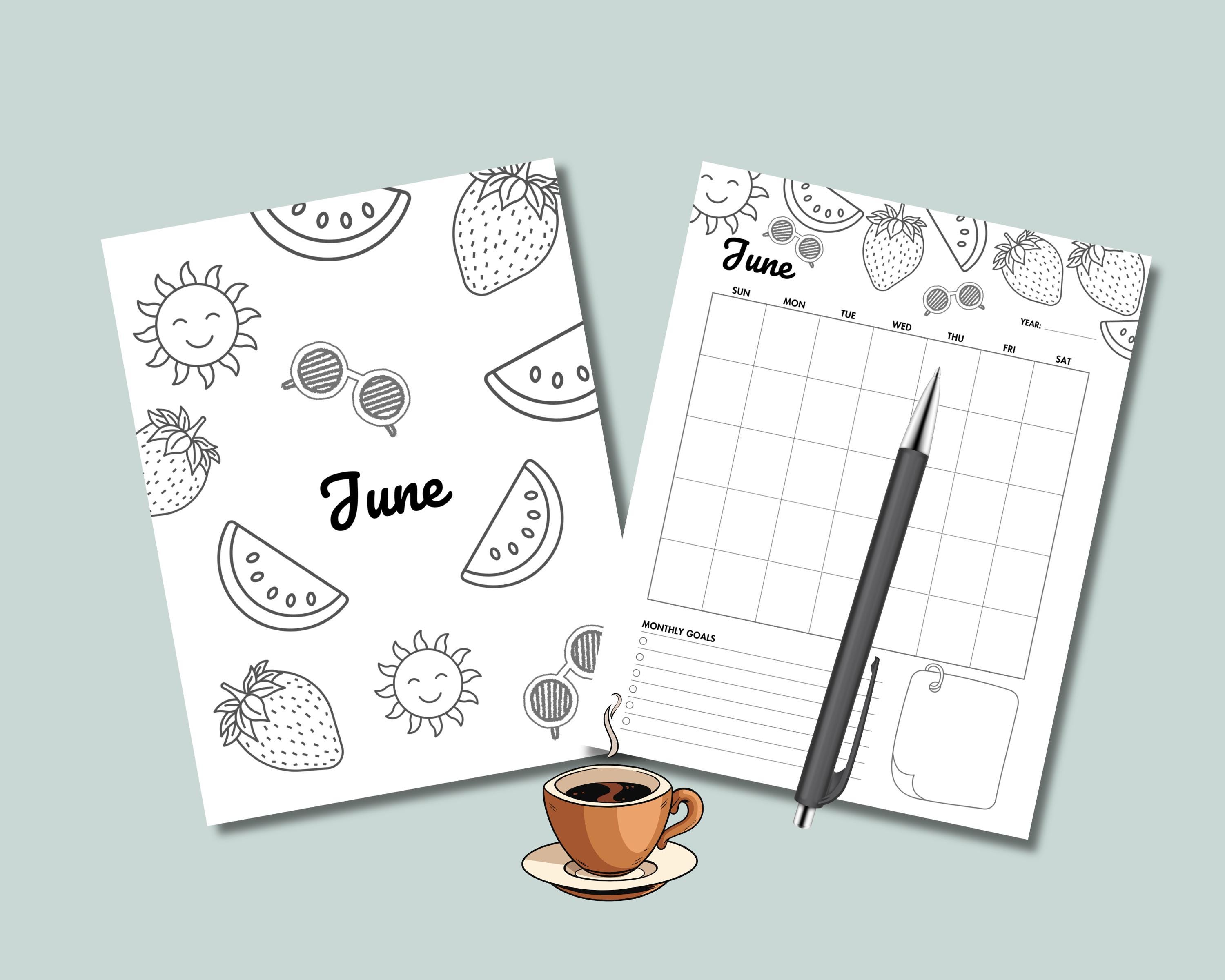 June Journal Title Page & June Monthly Planner Undated Printable June ...