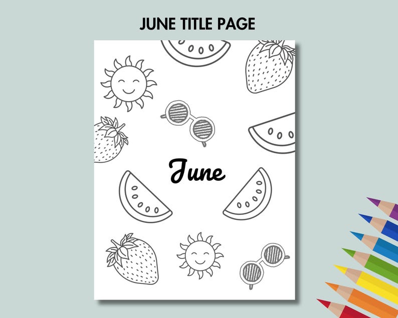 June Journal Title Page & June Monthly Planner Undated Printable June ...