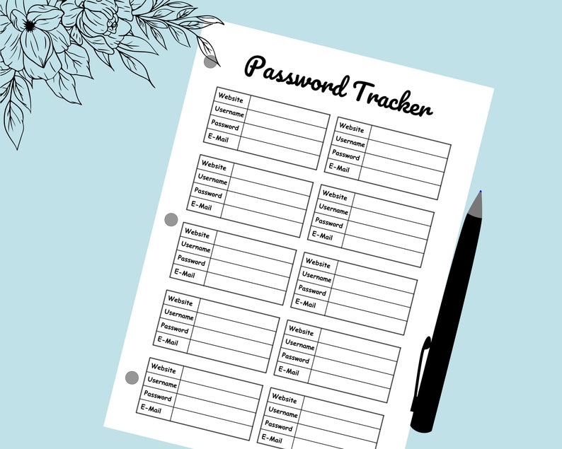 Password Tracker Printable Password Logbook for Home Organization ...