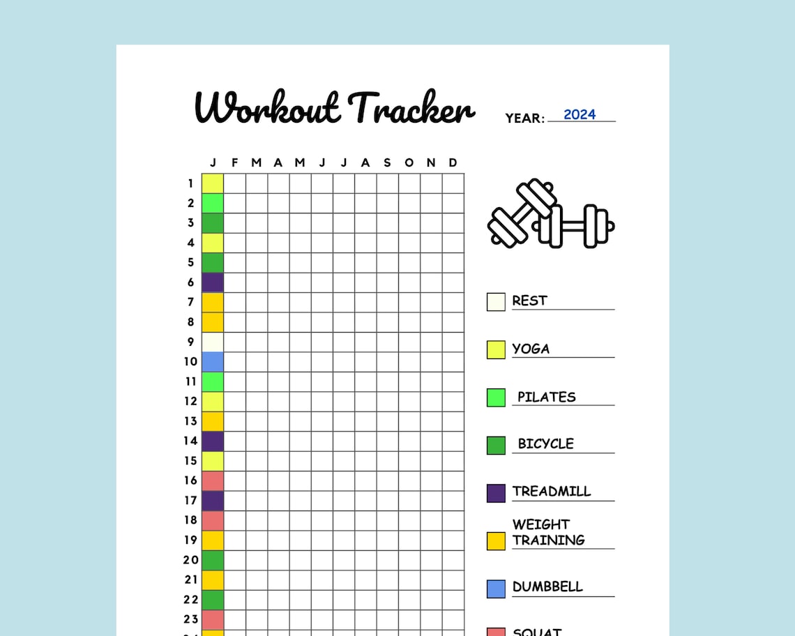 Workout Tracker Printable, Workout Log, Workout Journal, Wellness ...