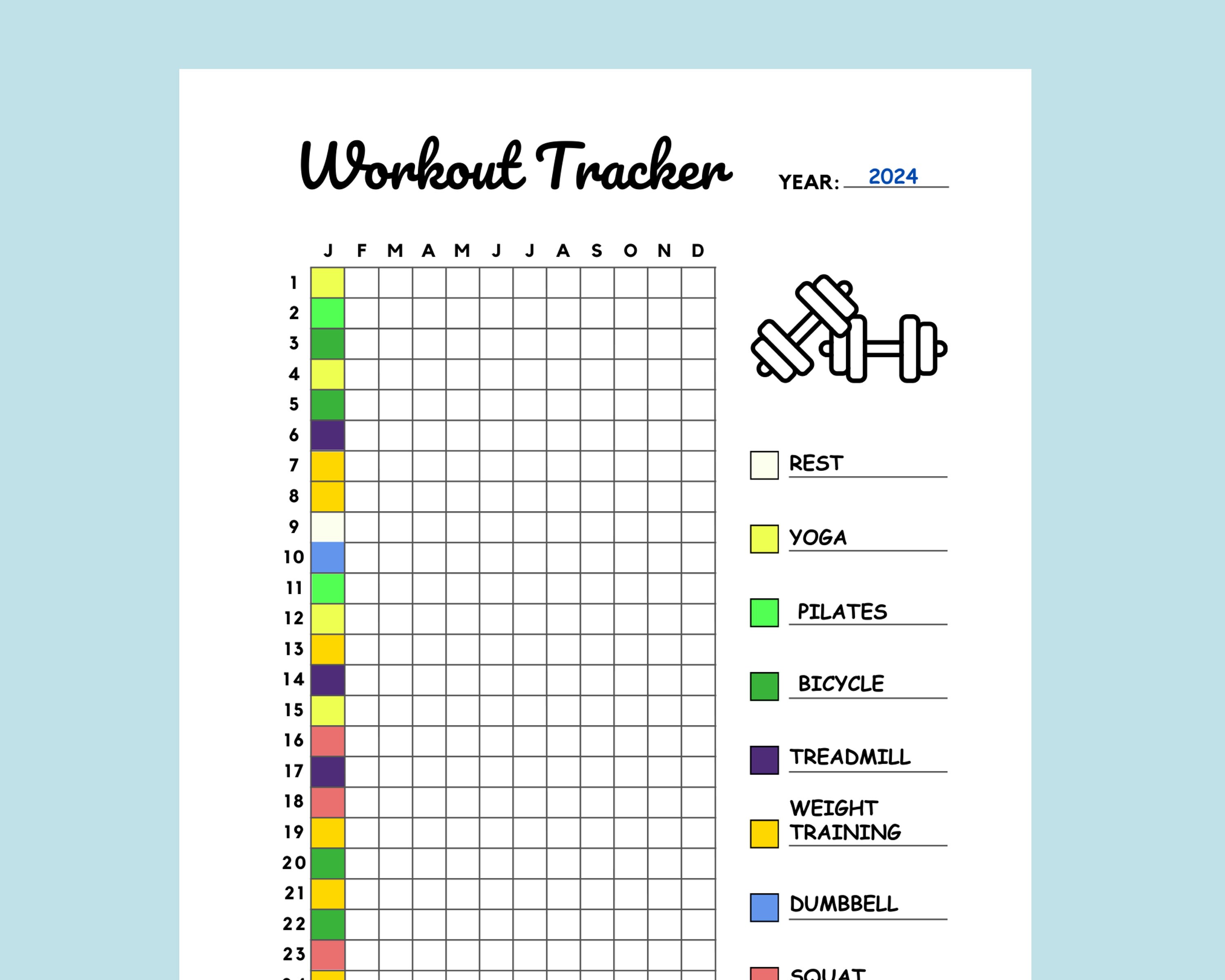 Workout Tracker Printable, Workout Log, Workout Journal, Wellness ...