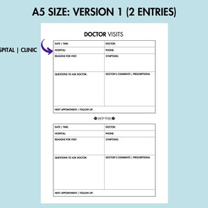 Doctor Visit Note Printable Medical Record PDF Healthcare Planner PDF ...