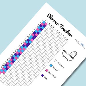 Shower Tracker Printable Hygiene Tracker PDF Hair Wash Tracker Year in ...