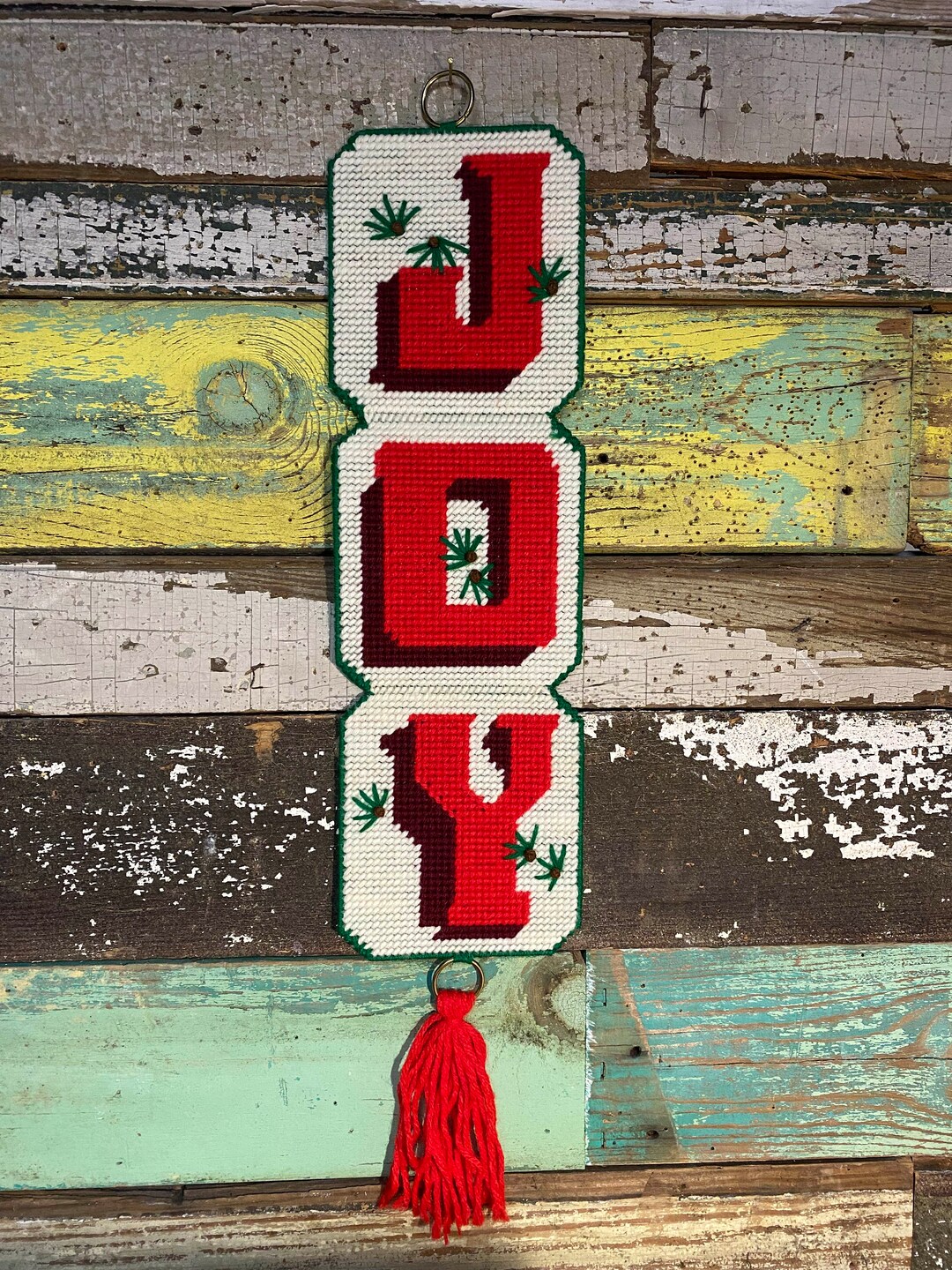 Vintage joy Cross Stitch on Plastic Mesh From 80s - Etsy