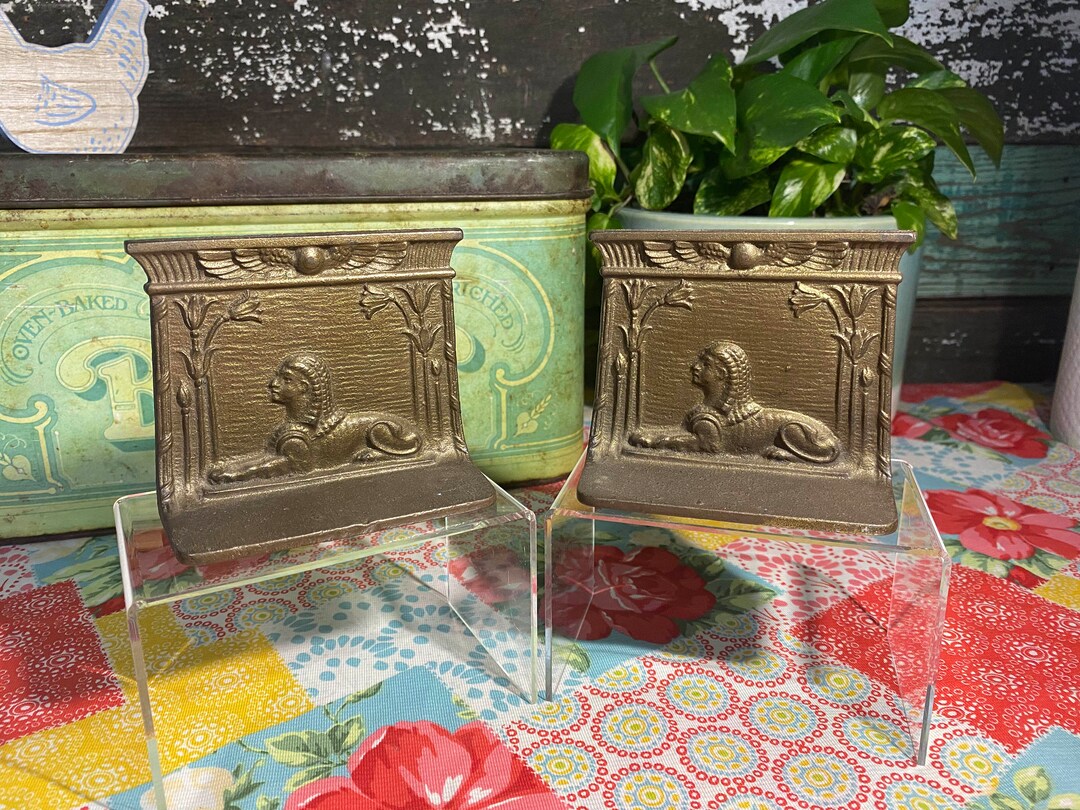 Vintage Cast Iron Metal Sphinx Egyptian Bookends - Etsy