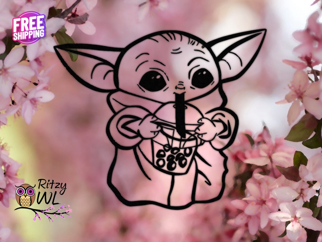 Grogu Drinking Boba Tea Mandalorian Star Wars - Etsy Australia