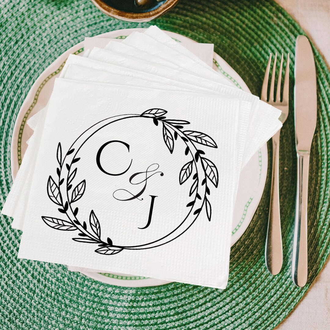 Custom Initials Wedding Napkins, Custom Wedding Monogram Paper Napkins ...