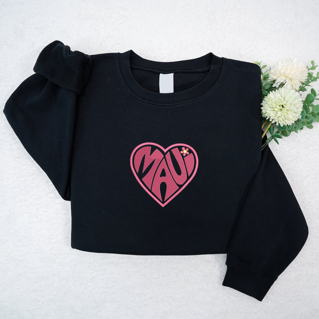 Hawaii MAUI State Logo Embroidered Sweatshirt, Aloha Embroidery, Custom ...