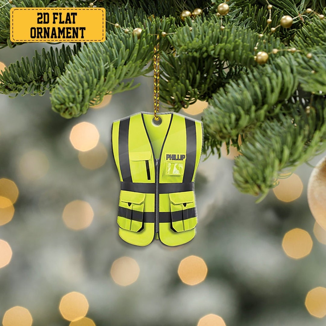 Custom Safety Vest Ornament, Constructor Christmas Ornament, Safety ...
