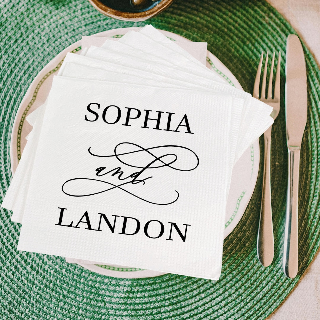 Custom Bridal Shower Napkins, Custom Wedding Cocktail Napkins Pack With ...